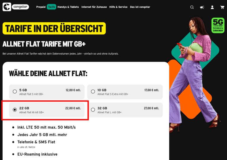 Congstar Handytarife, Smartphone Tarife und Allnet Flat im Überblick